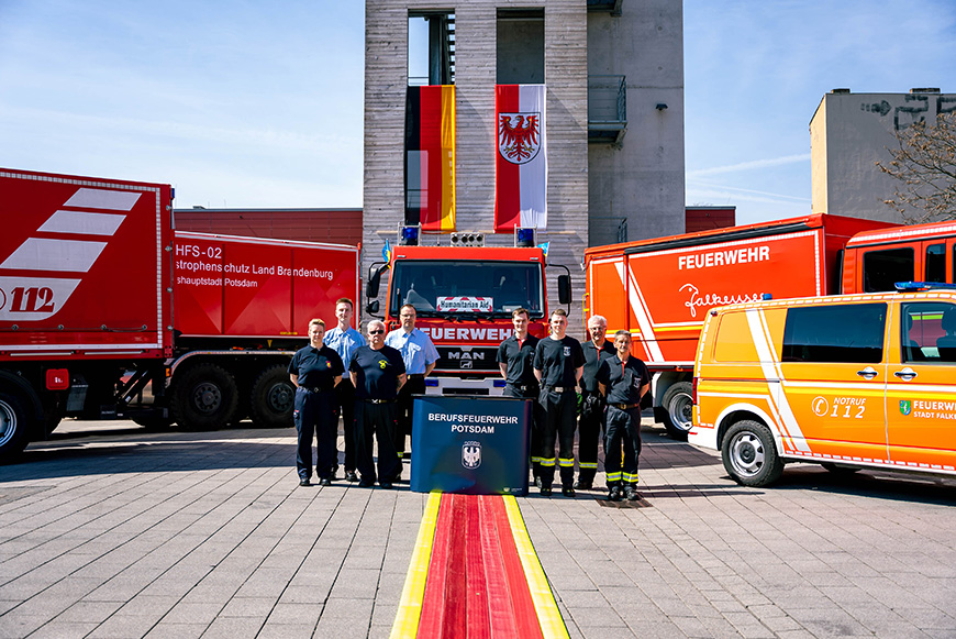 Bundeskanzler Olaf Scholz informierte sich über die „Feuerwehr-Hilfsbrücke-Ukraine“ des LFV ...